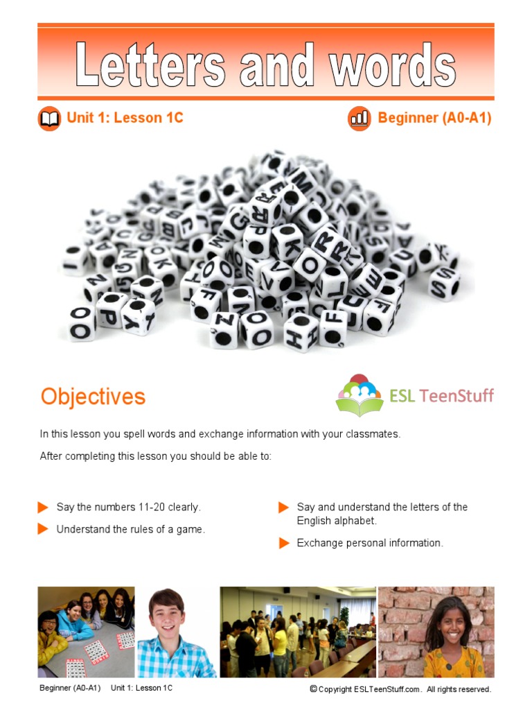Objectives: Beginner (A0-A1) Unit 1: Lesson 1C | PDF | Alphabet ...