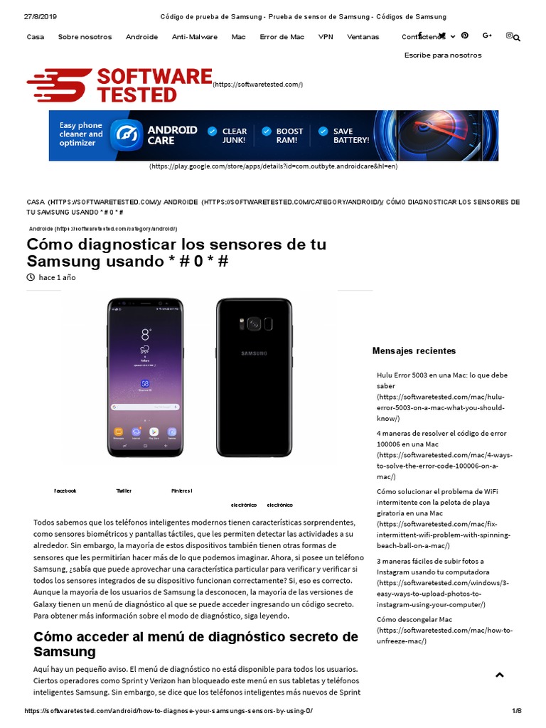 Código de Prueba de Samsung - Prueba de Sensor de Samsung - Códigos de ...