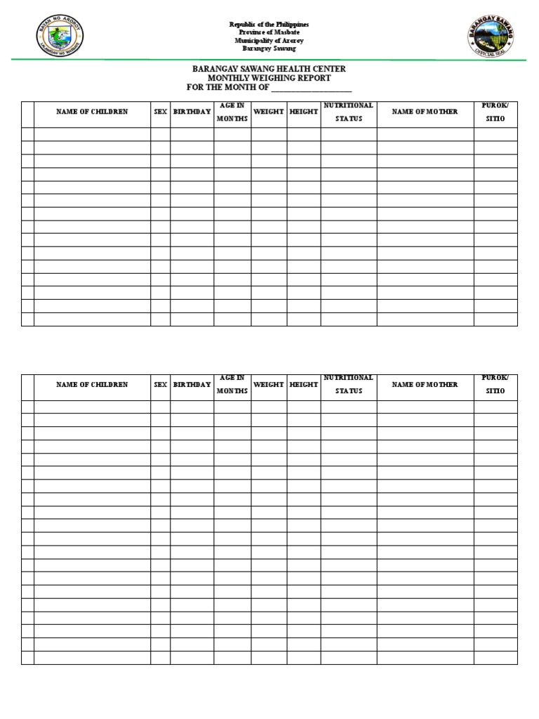 Monthly Weighing Report | PDF