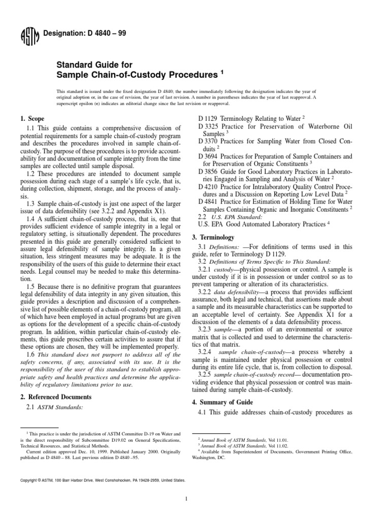 Astm 4840-99 | PDF | Design Of Experiments | Information
