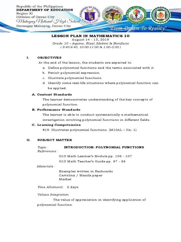 LP Math 10 Aug 13-15 2019 | PDF | Polynomial | Mathematical Analysis