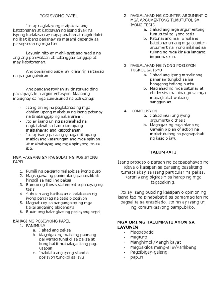 Reviewer in Filipino | PDF