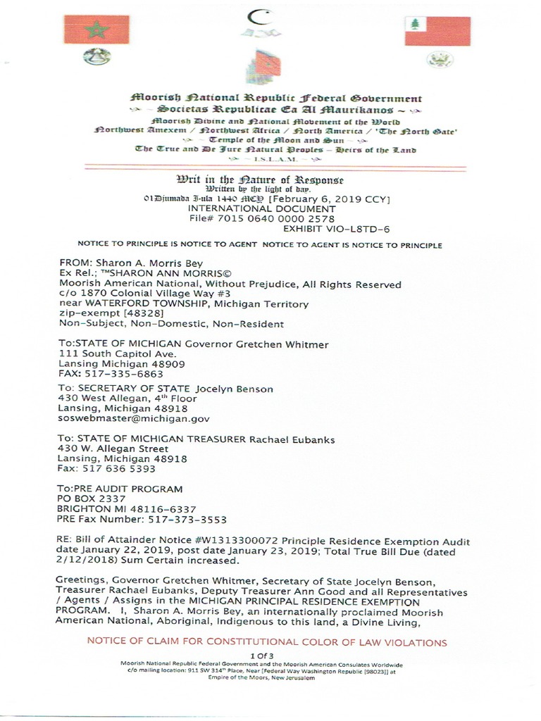 1:2019 - 7:2019 Affidavits of Fact Rebutting [MDOT] Bills of Attainder ...