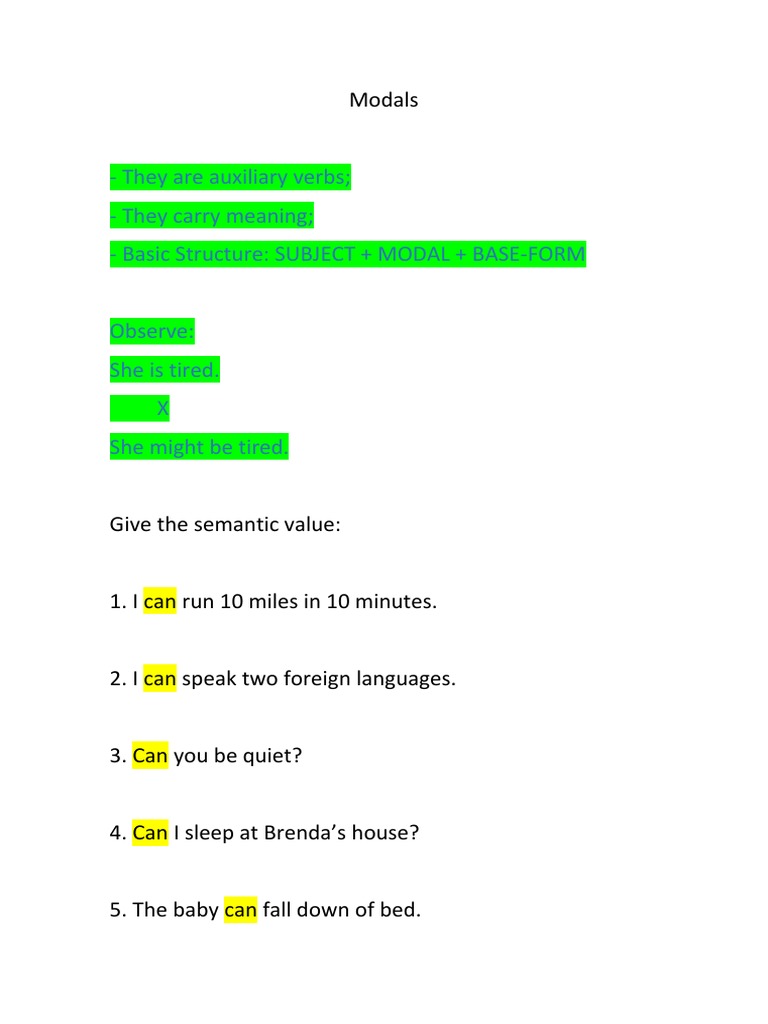 They Are Auxiliary Verbs - They Carry Meaning - Basic Structure ...