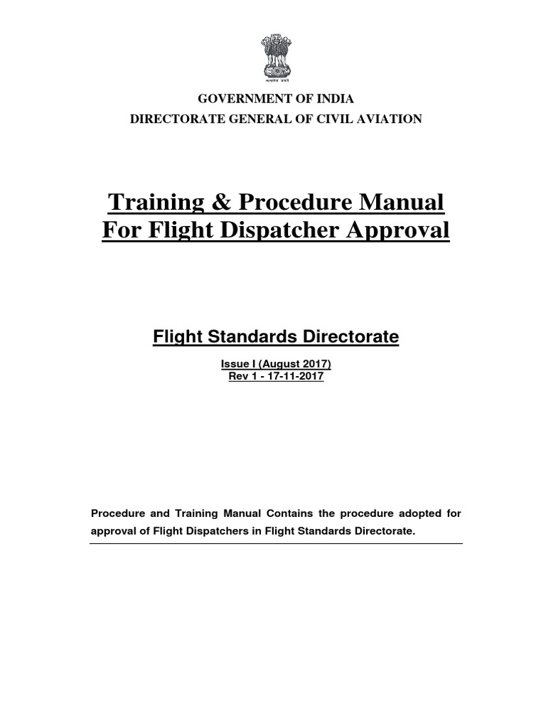 Training & Procedure Manual For Flight Dispatcher Approval | PDF ...