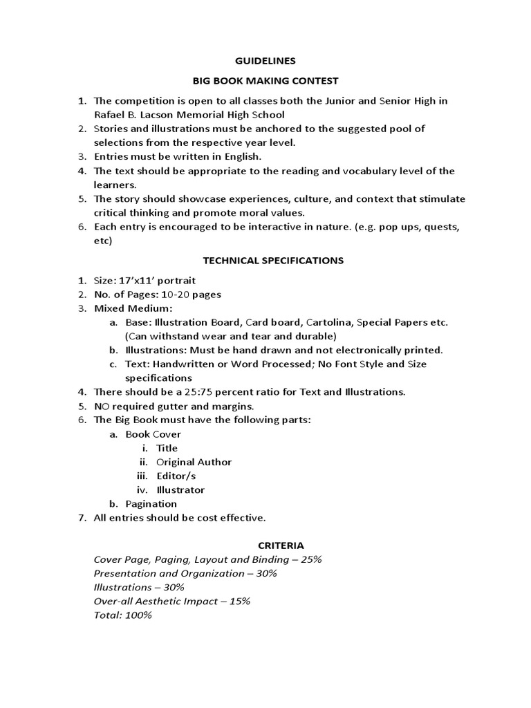 Big Book Criteria | PDF | Page Layout | Books