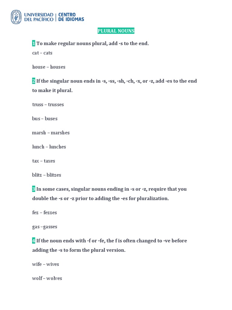 Plural Nouns 1: To Make It Plural | PDF
