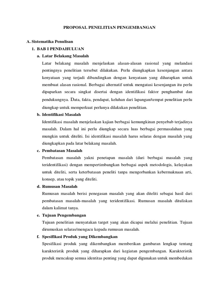 Pedoman Penulisan Proposal Penelitian Pengembangan | PDF