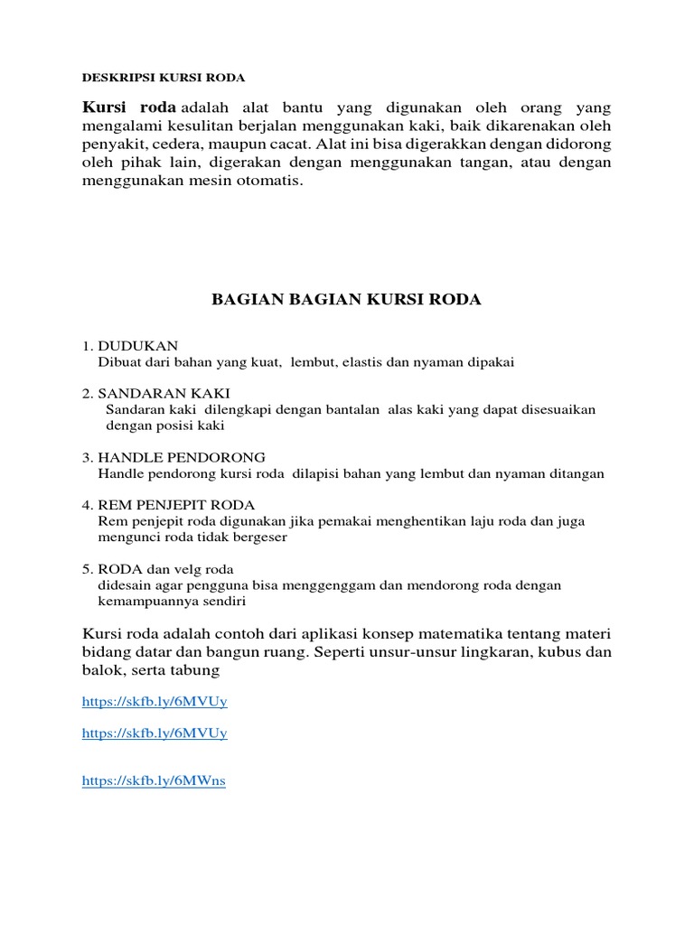 Bagian Bagian Kursi Roda | PDF