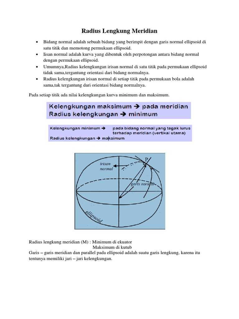 Radius Lengkung Meridian dan Pengukurannya | PDF