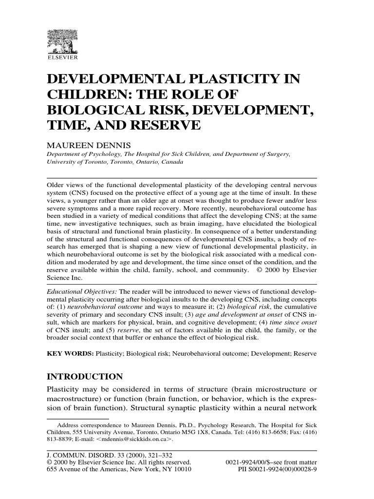 Developmental Plasticity in Children | PDF | Aphasia | Traumatic Brain ...