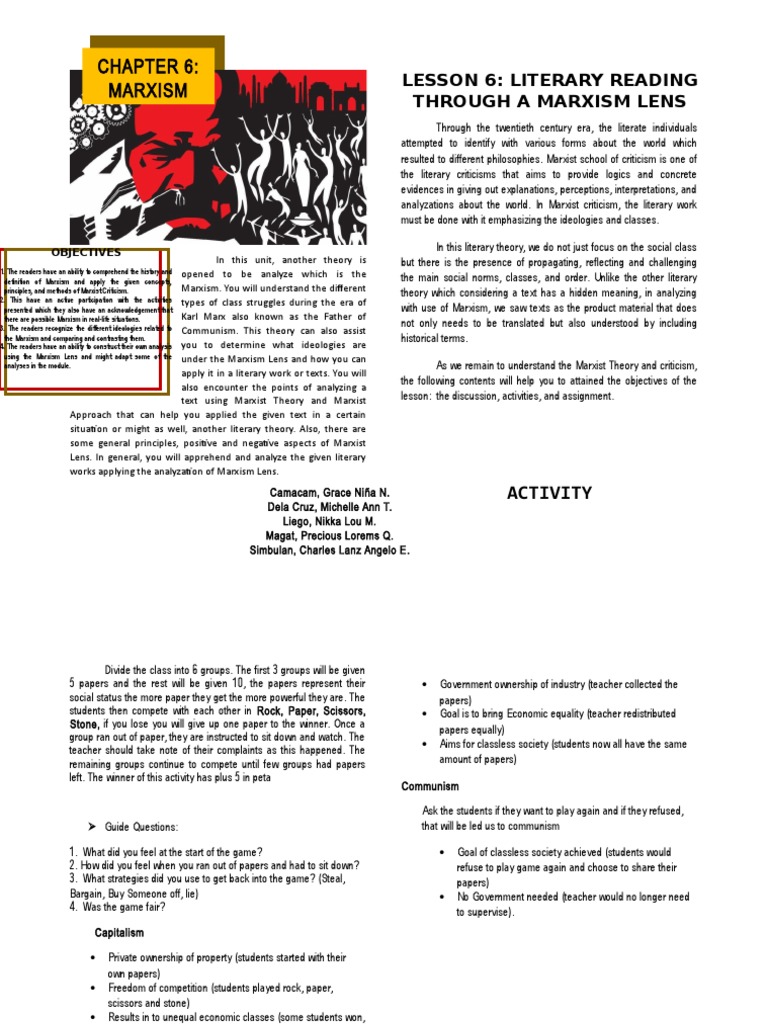 Marxism: Lesson 6: Literary Reading Through A Marxism Lens | PDF ...