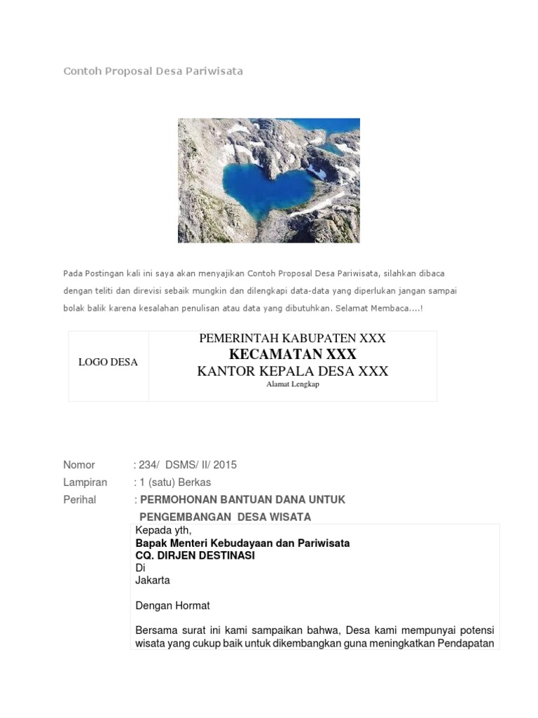 Contoh Proposal Desa Pariwisata | PDF