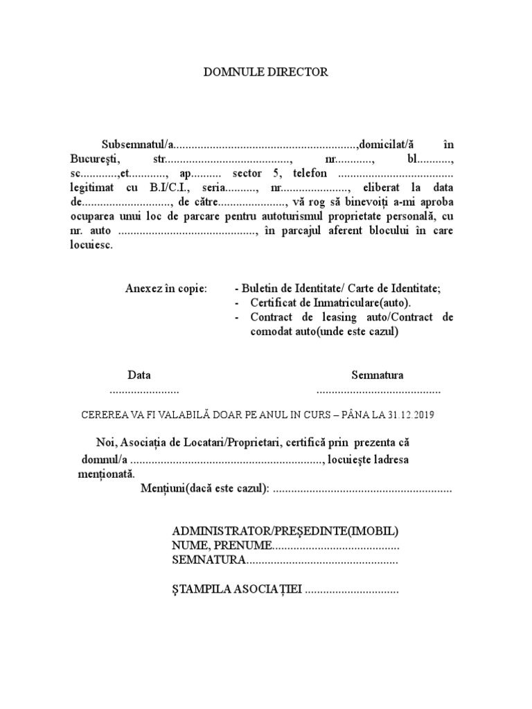 Cerere Loc Parcare 21 3 | PDF