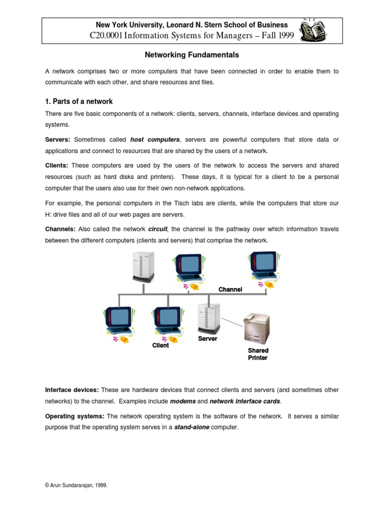 C20.0001 Information Systems For Managers - Fall 1999: Networking Fundamentals | PDF | Network ...