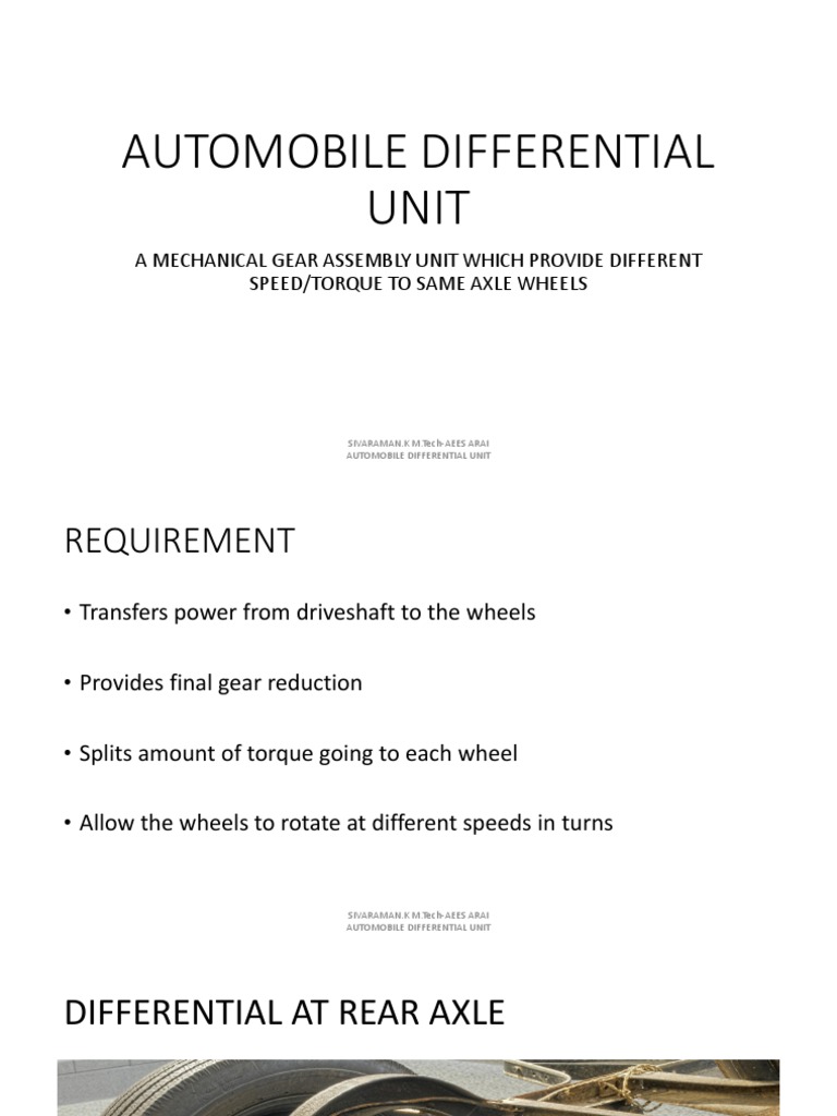 Automobile Differential Unit: A Mechanical Gear Assembly Unit Which ...