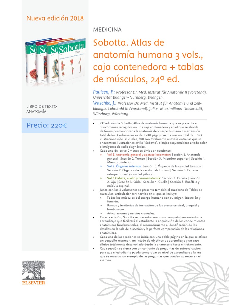 Ficha Sobotta 3 Vols | PDF | Anatomía humana | Anatomía de los primates