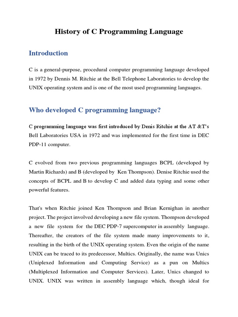 Write In C Ritchie Dennis