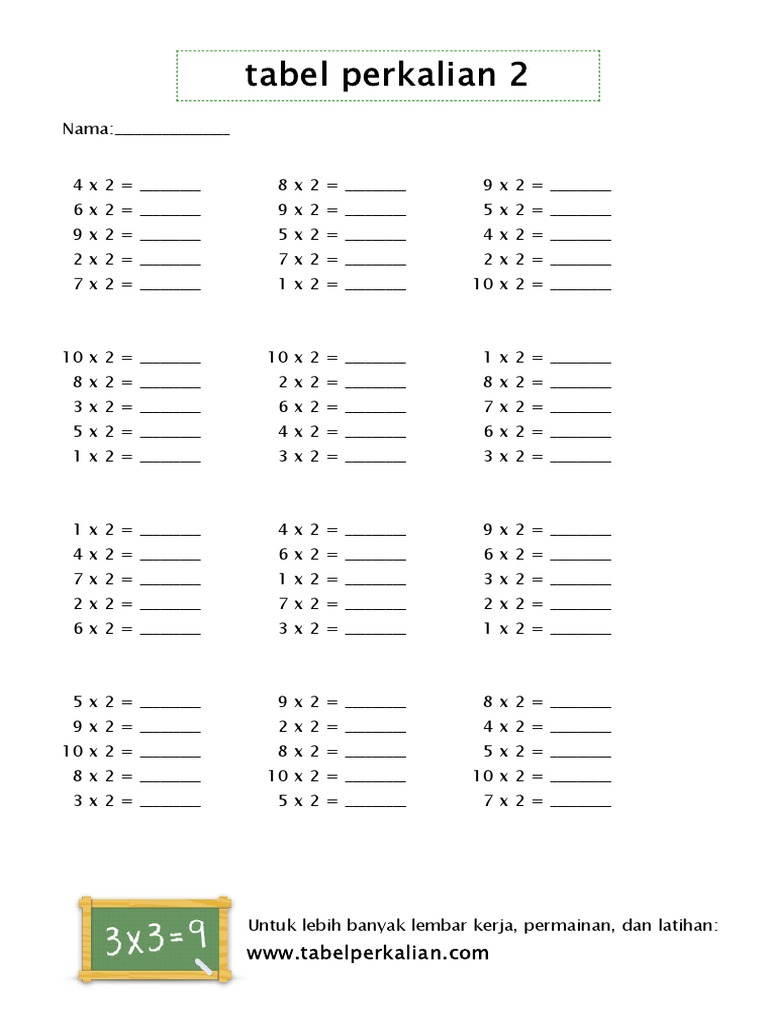 Lks Tabel Perkalian 2 ws4 PDF | PDF