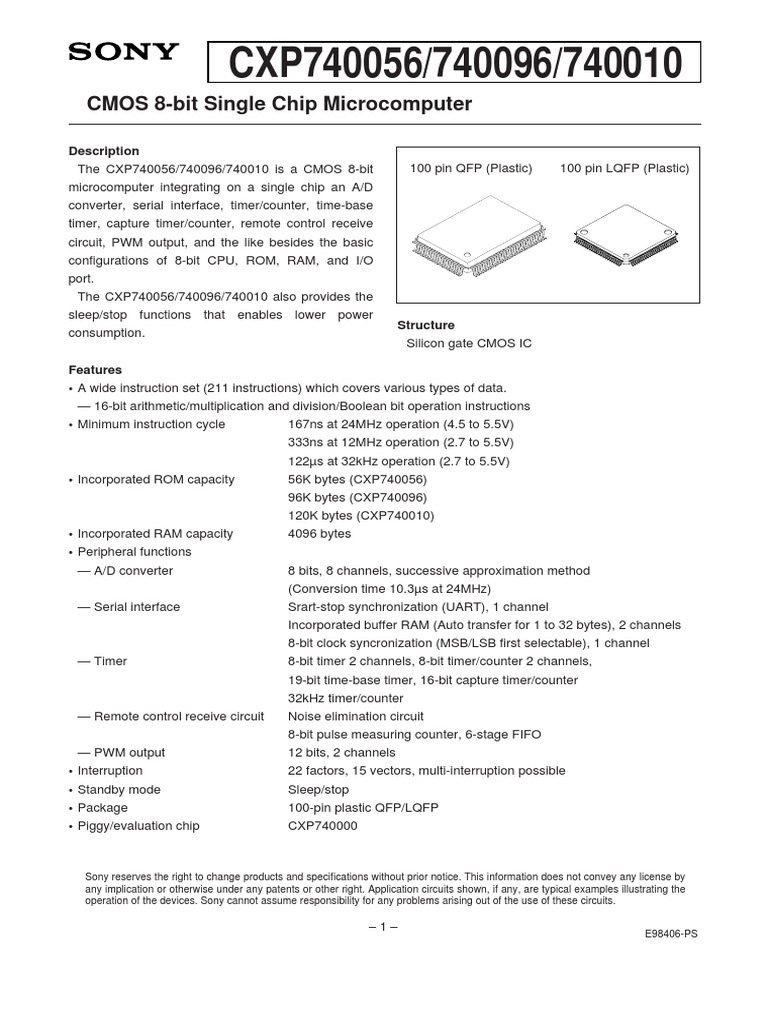 CXP740096 Sony Corporation | PDF | Analog To Digital Converter ...