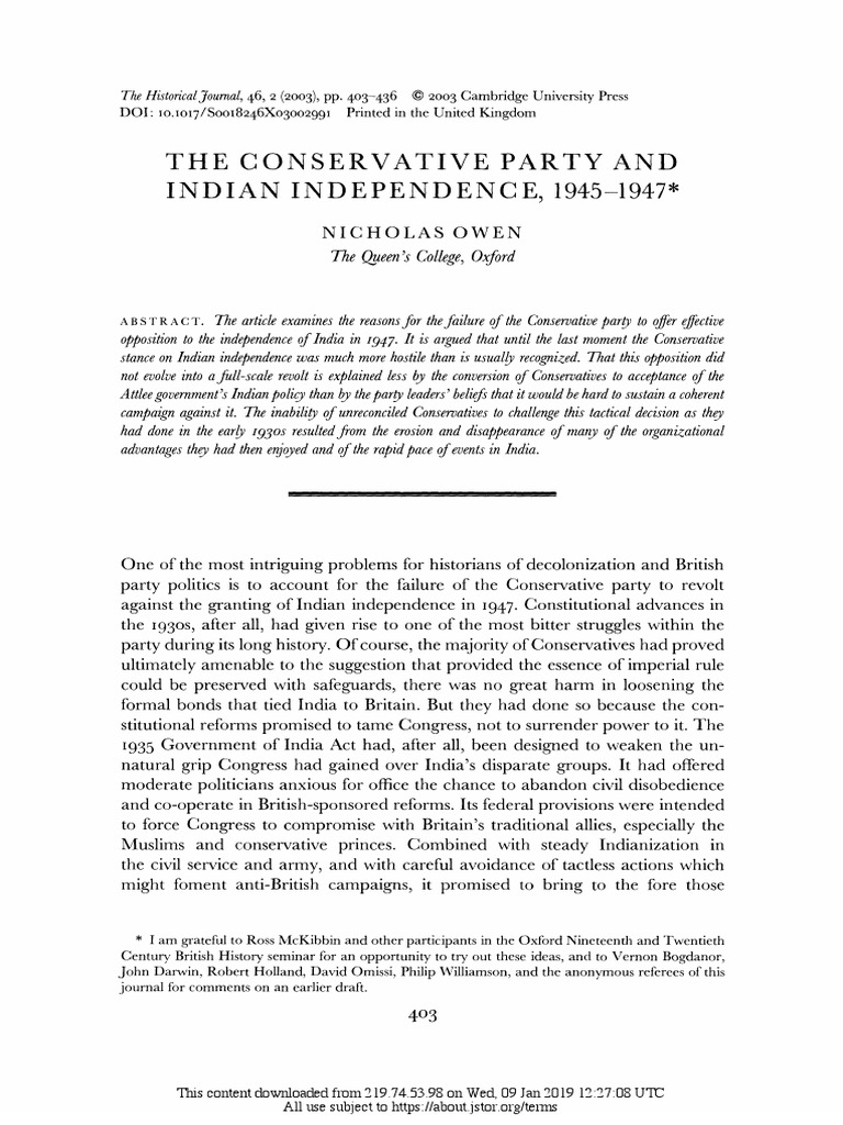 Conservatives & Indian Independence | PDF | British Empire | Winston ...