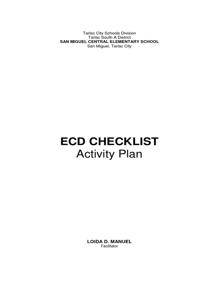 Ecd Checklist: Activity Plan | PDF
