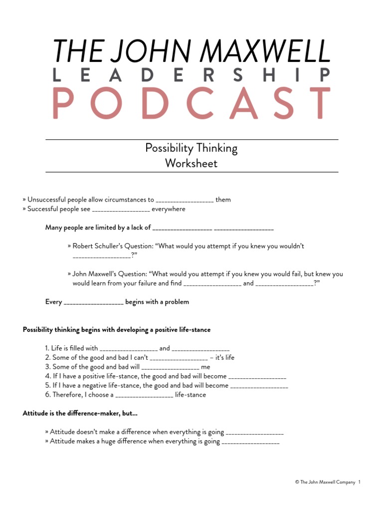 E60-61 Possibility Thinking Bonus Resource | PDF | Psychology | Cognition