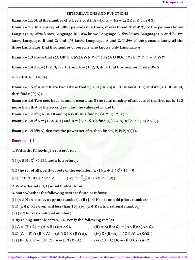 Analysis Of Sets Relations And Functions Through Examples Of Subset Determination And Set