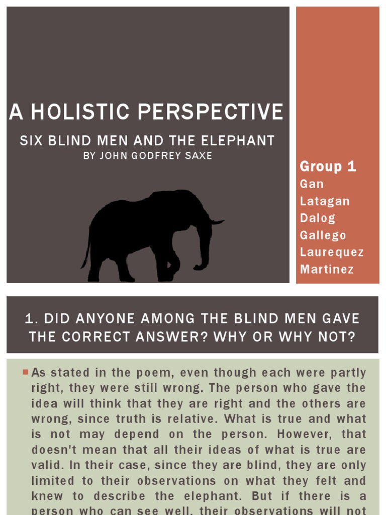Six Blind Men & The Elephant: ANSWERS | PDF | Philosophical Movements ...