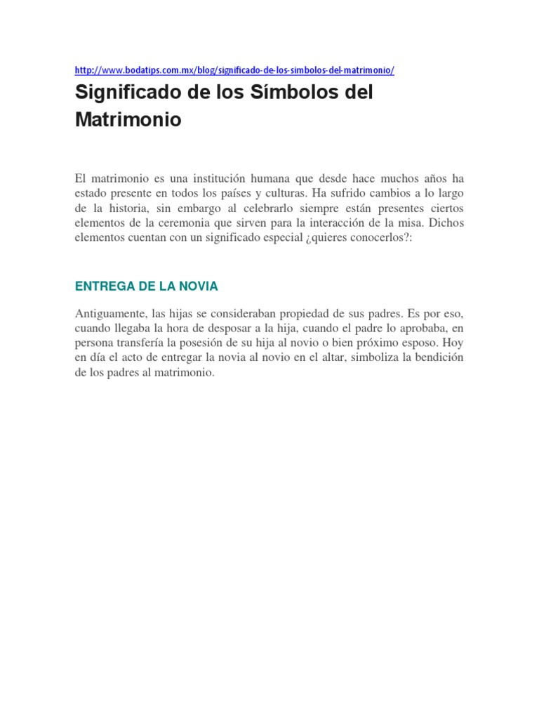 Significado de los Símbolos Matrimoniales | PDF | Boda | Matrimonio
