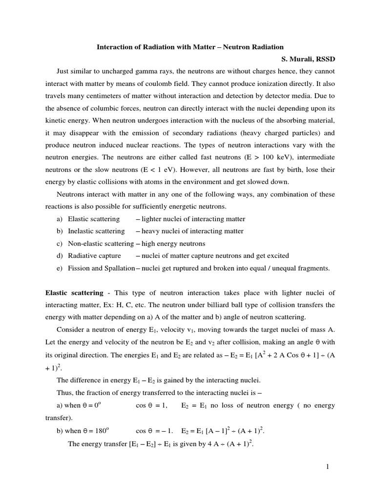Neutron Interactions with Matter | PDF | Nuclear Reaction | Neutron