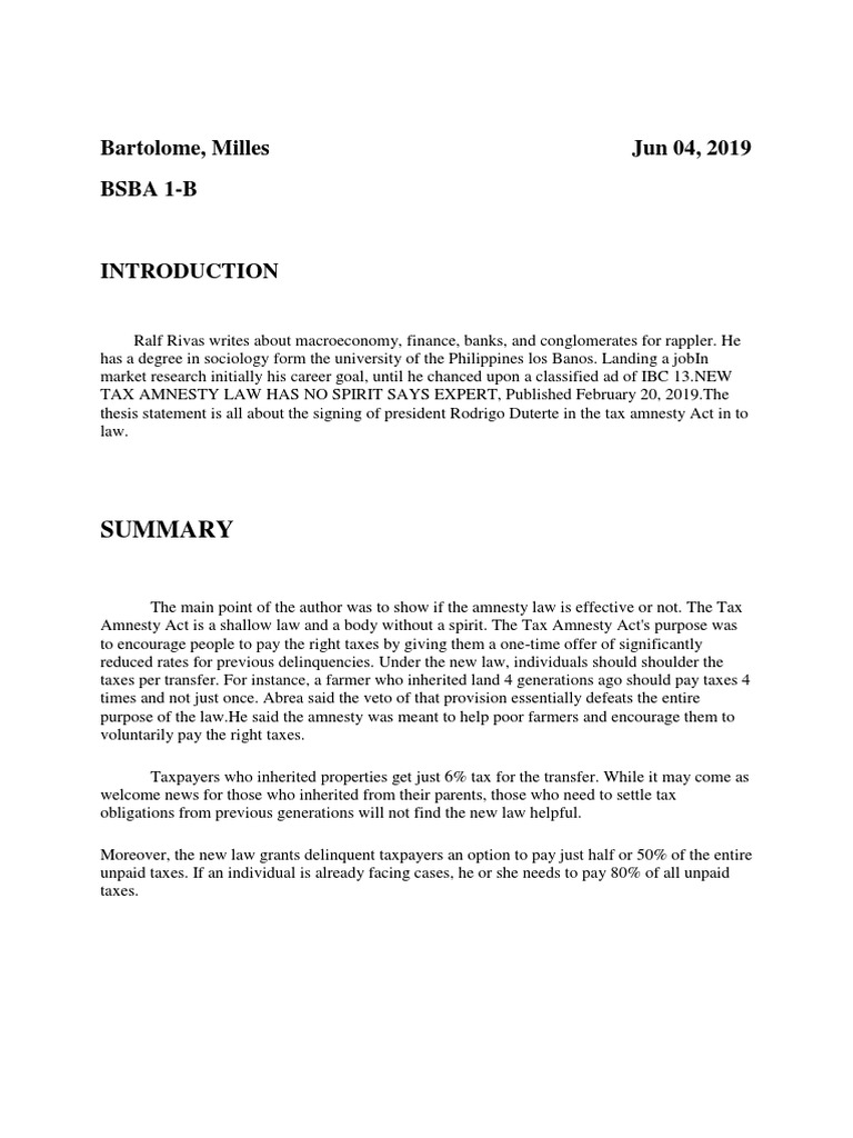 Project in Taxation | PDF