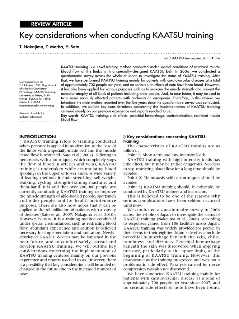 Key Considerations When Conducting KAATSU Training: Review Article ...