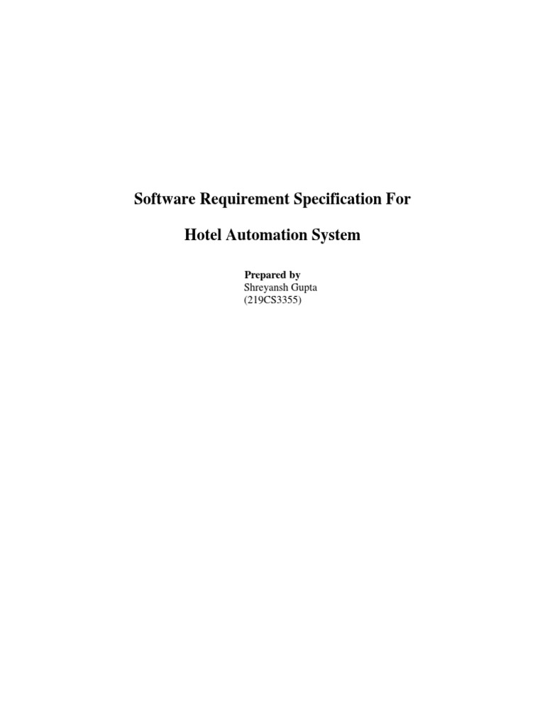 Shreyansh Hotel Automation Srs | PDF | Point Of Sale | Specification ...