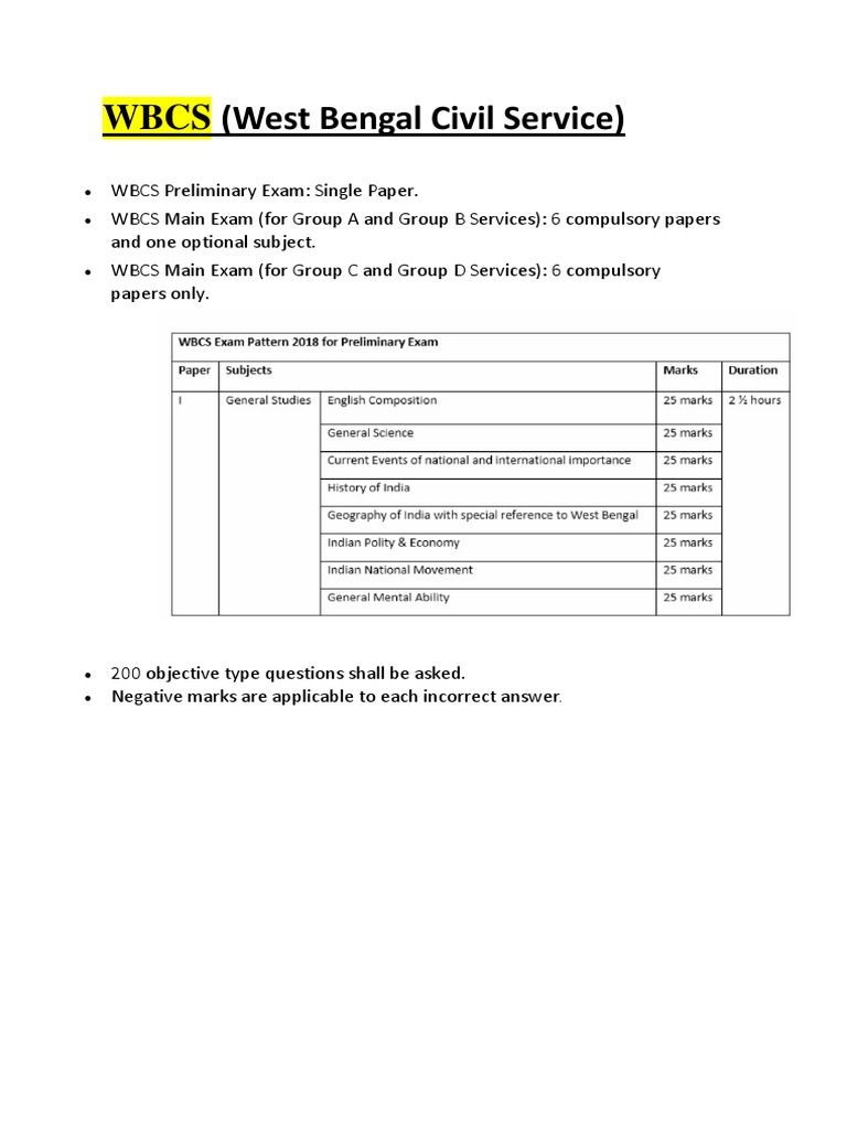 WBCS Exam Pattern and Syllabus Overview | PDF