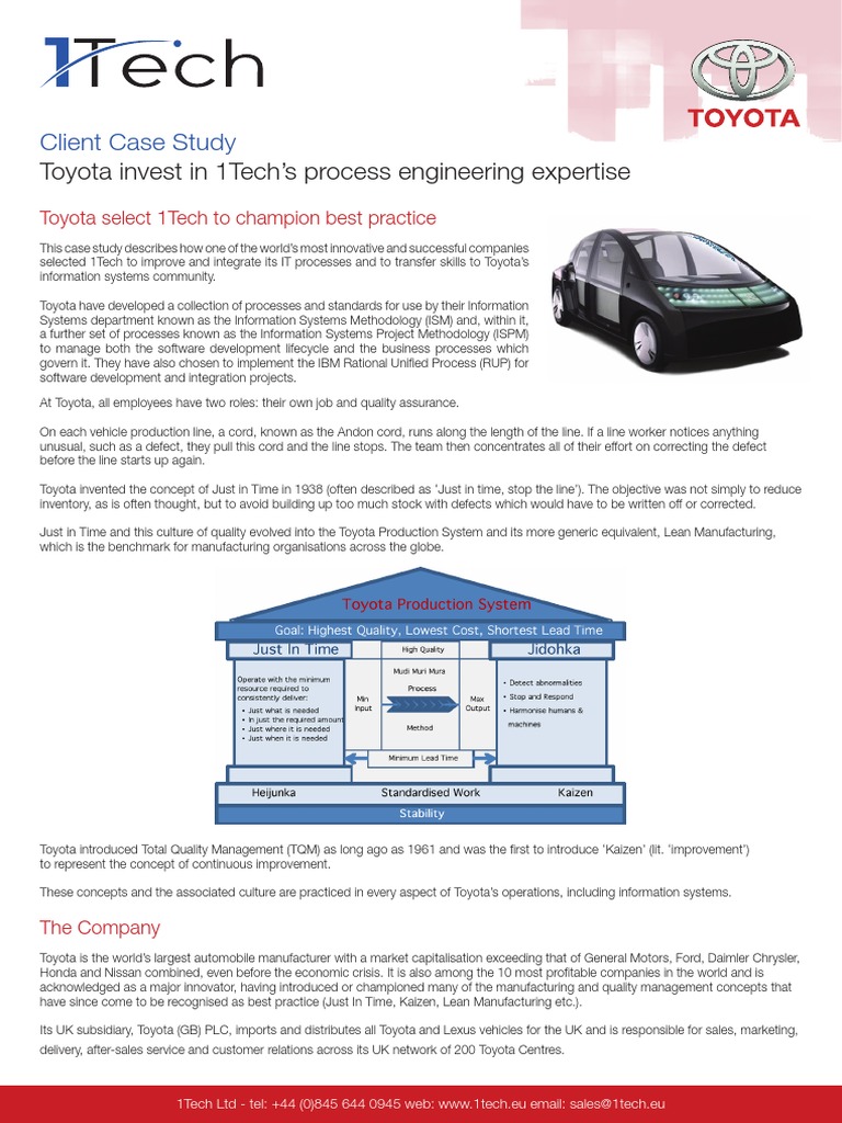 Toyota Invest in 1tech's Process Engineering Expertise: Client Case ...