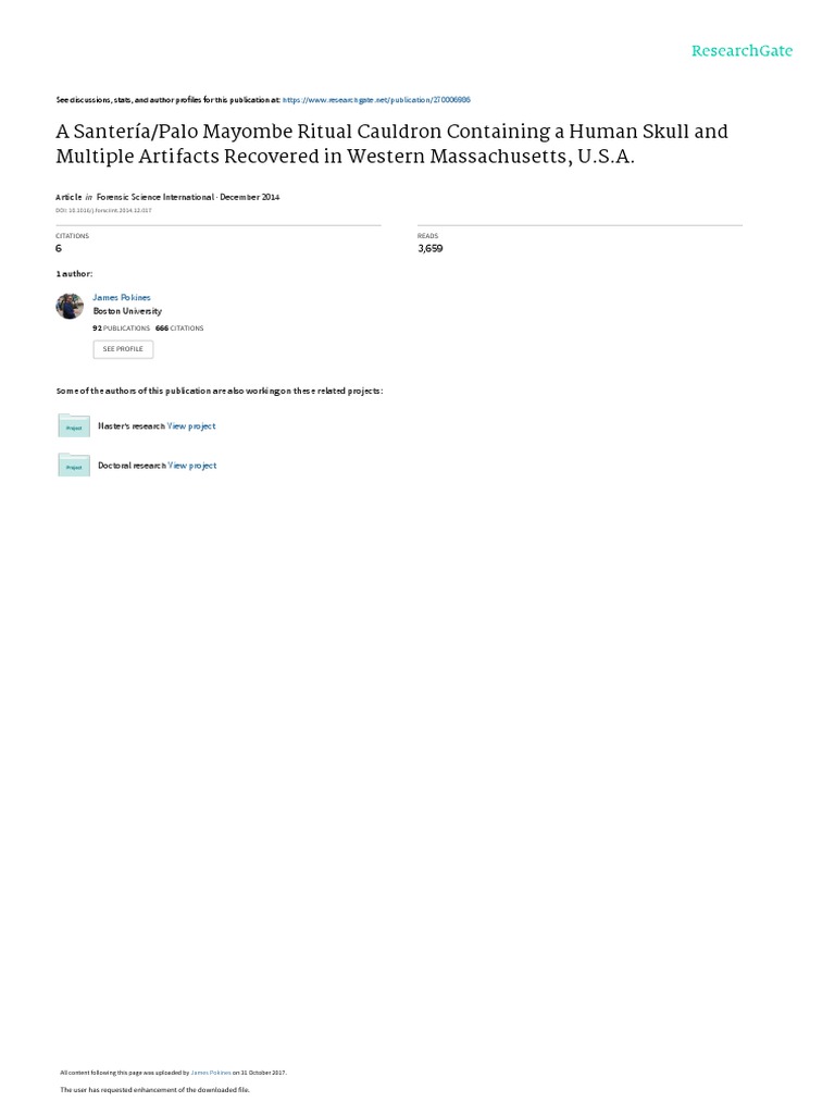 A Palo Mayombe Ritual Cauldron Containing A Human Skull and Multiple ...