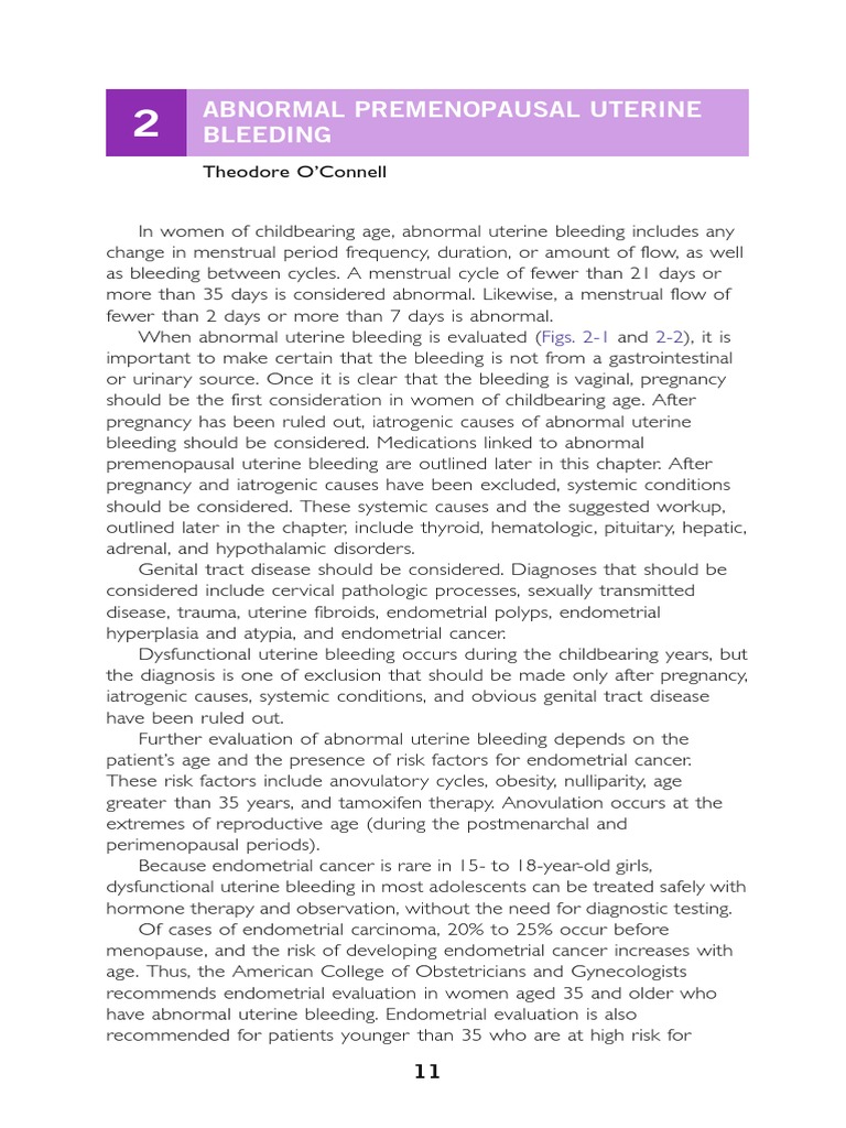 Abnormal Premenopausal Uterine Bleeding | PDF | Menopause | Endocrine ...