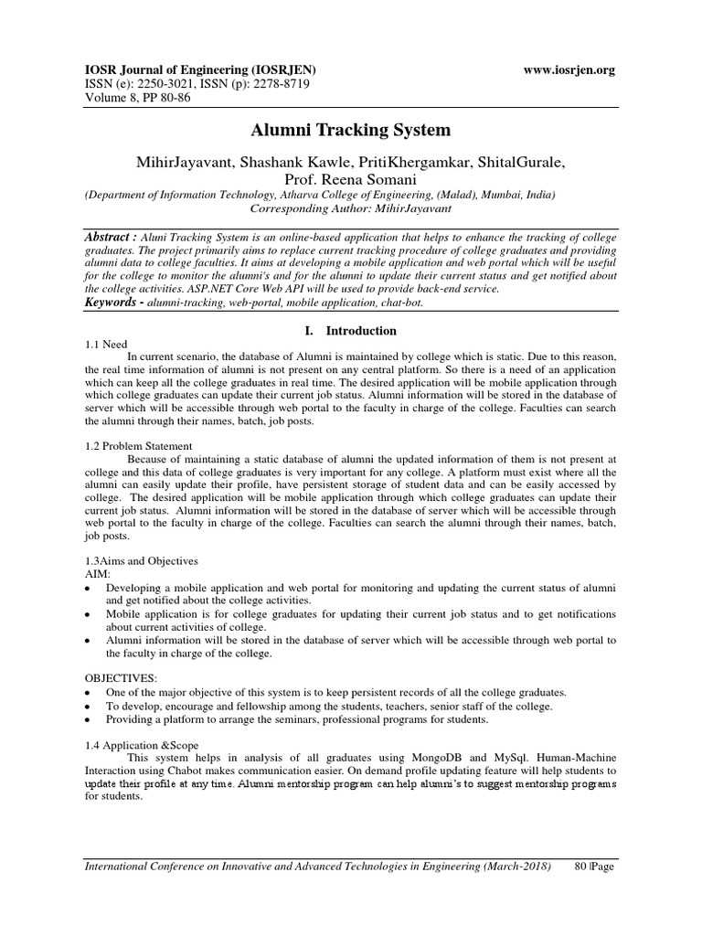 Tracking Graduates: An Online Alumni Tracking System Using a Mobile ...