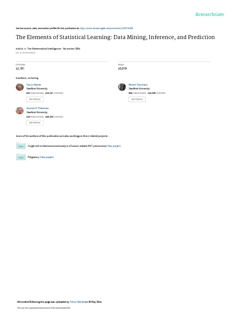 The Elements of Statistical Learning: Data Mining, Inference, and ...