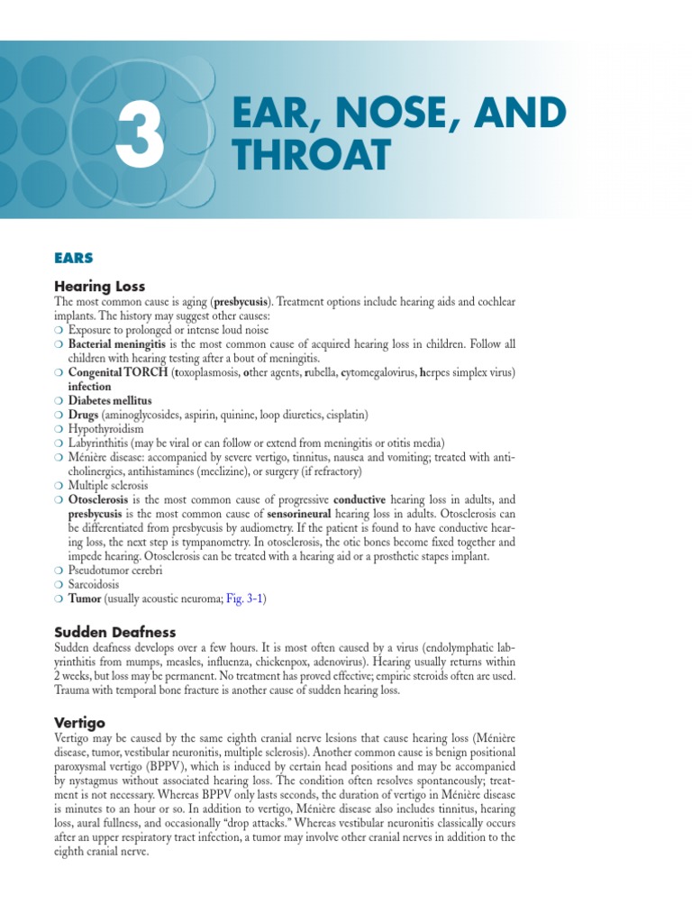 ENT Quick Review | PDF | Vertigo | Hearing Loss