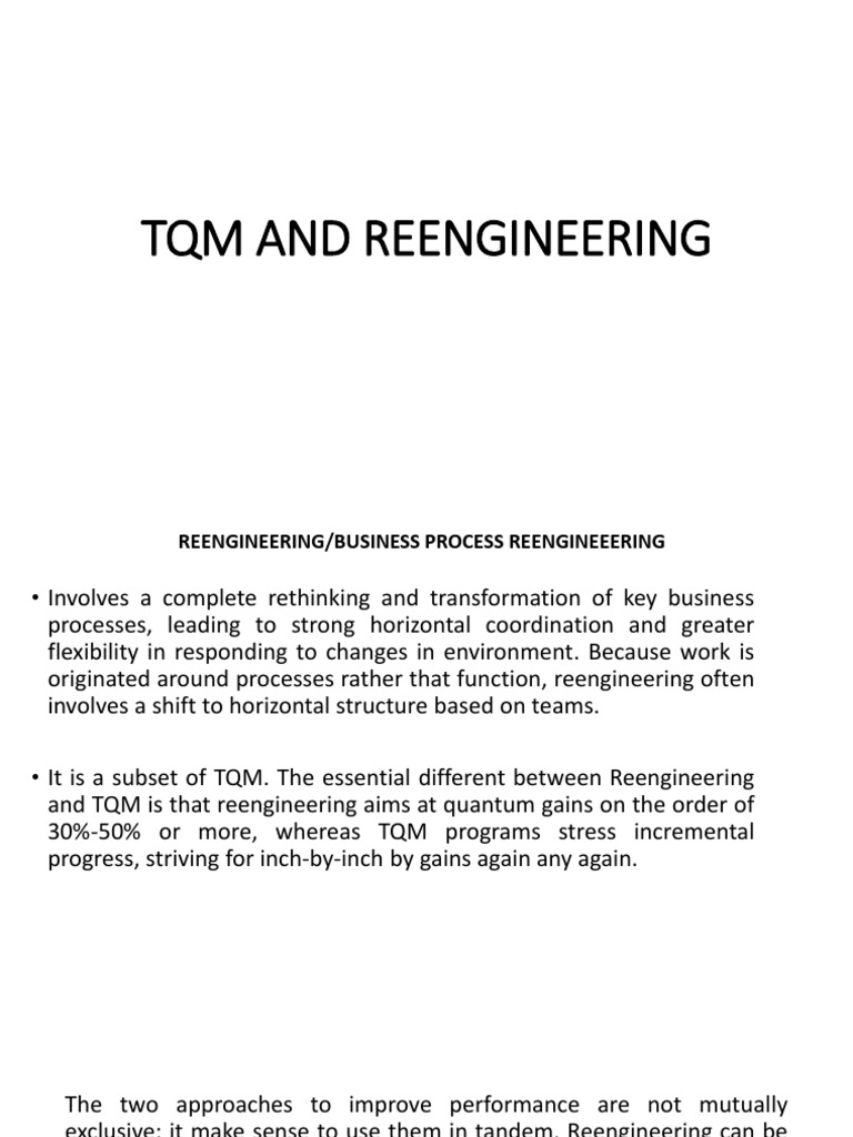 TQM and Reengineering | PDF | Quality Management | Business Process