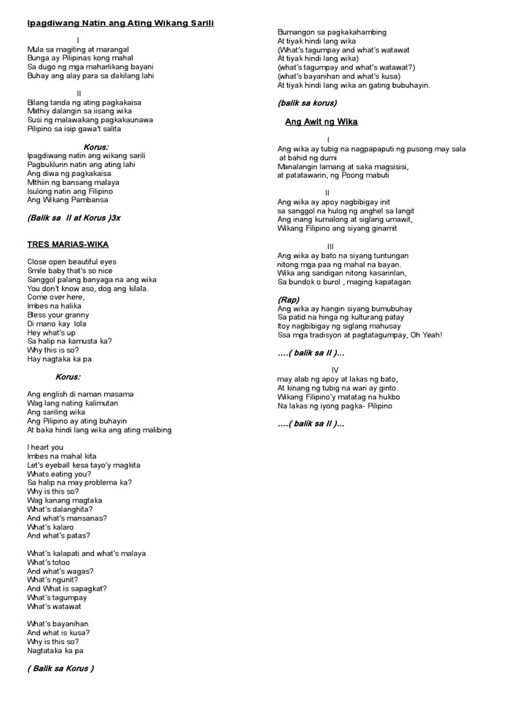 Awit NG Wika | PDF