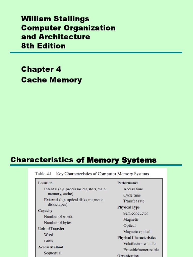 William Stallings Computer Organization and Architecture 8th Edition Cache Memory | Download ...
