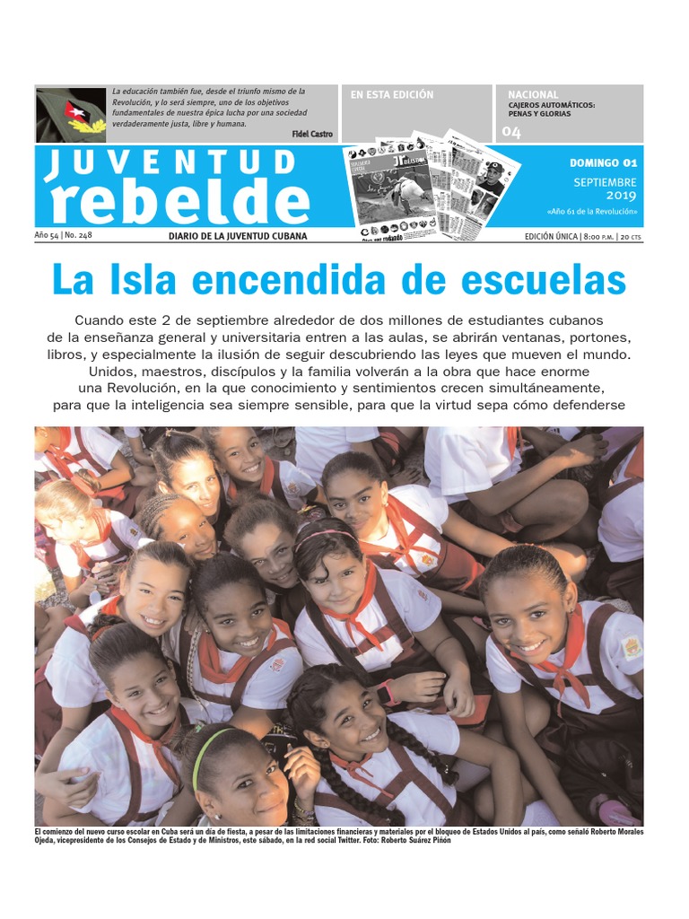 Juventud Rebelde. 1 Septiembre 2019. | PDF | Cuba | Fidel Castro