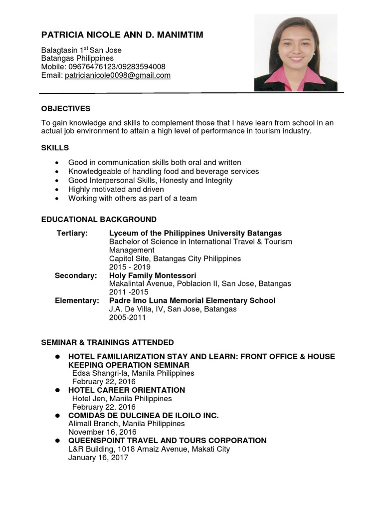 Patricia CV 2019 | Download Free PDF | Manila | Philippines