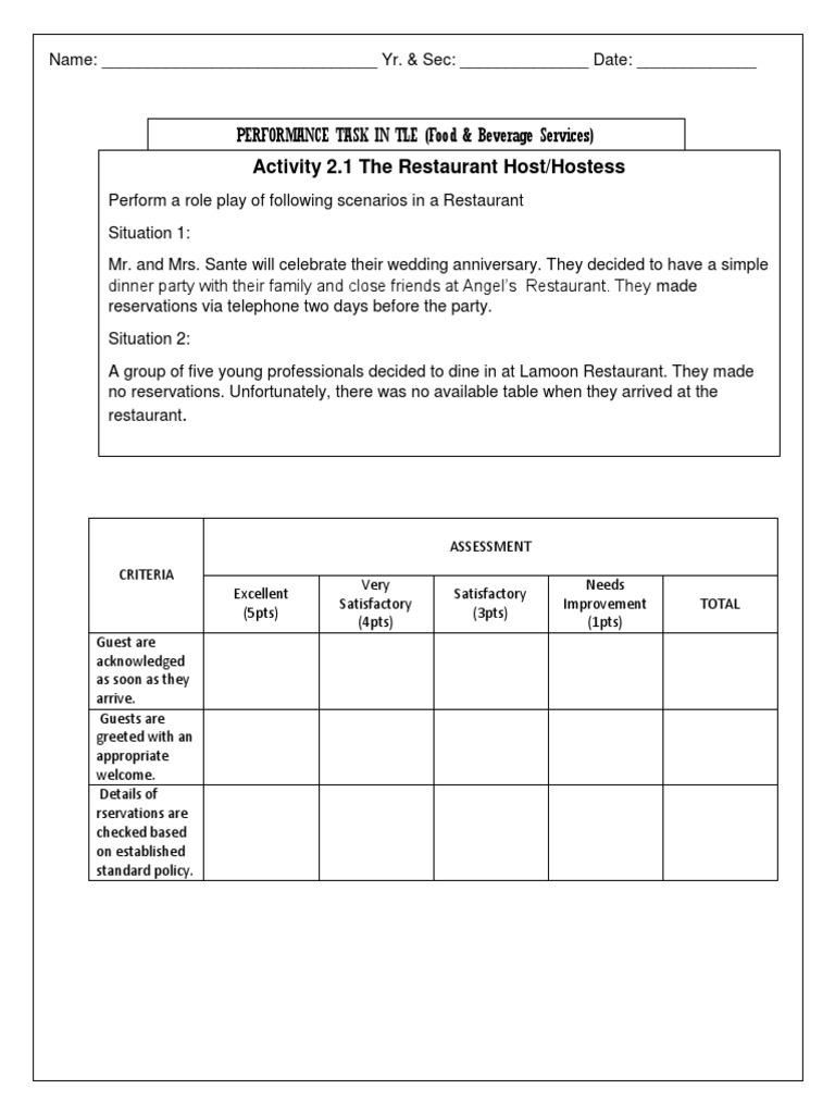 Rubric S Fbs | PDF | Restaurants | Restaurant And Catering