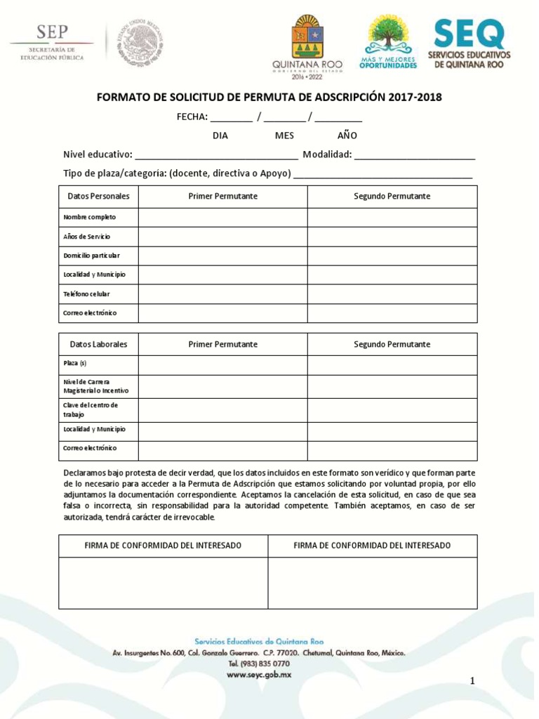 Formato de Solicitud de Permuta | PDF