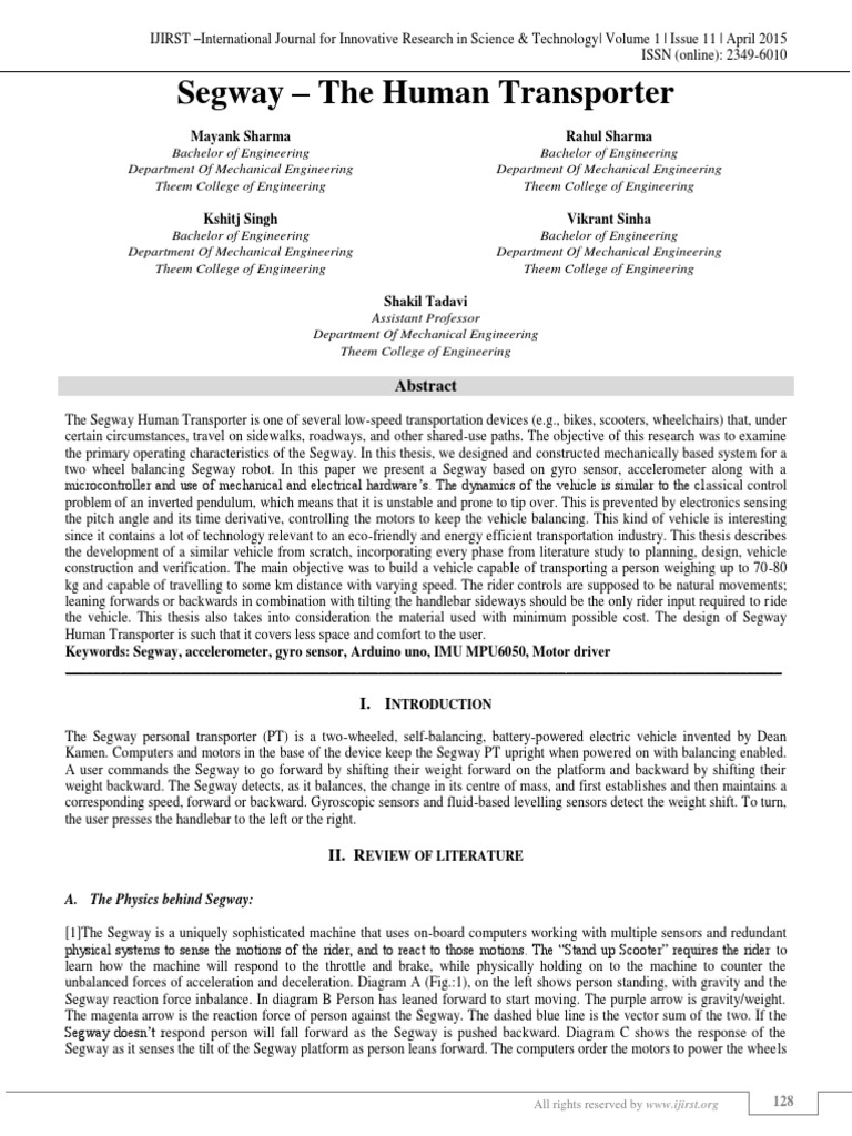 Segway - The Human Transporter | PDF | Force | Machines