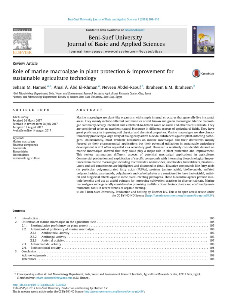 Marine Macroalgae in Sustainable Agriculture | PDF | Seaweed | Plants